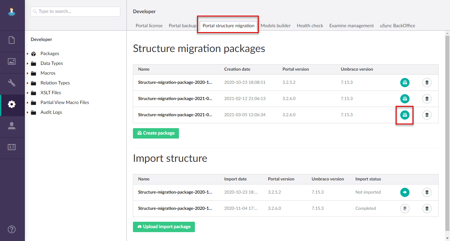 Export A Portal Structure Migration Package