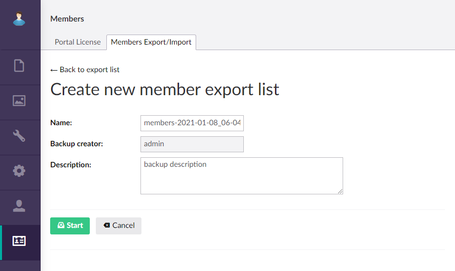 Export/import portal members